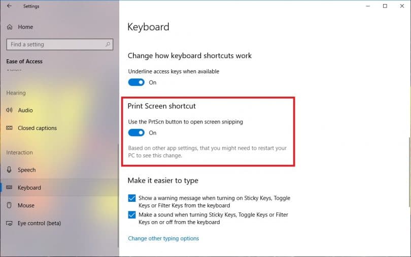 How to Launch Screen Sketch Using PrtSc Key on Windows 10 - Technastic
