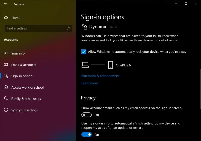 Automatically Lock Windows 10 PC with Dynamic Lock - Technastic