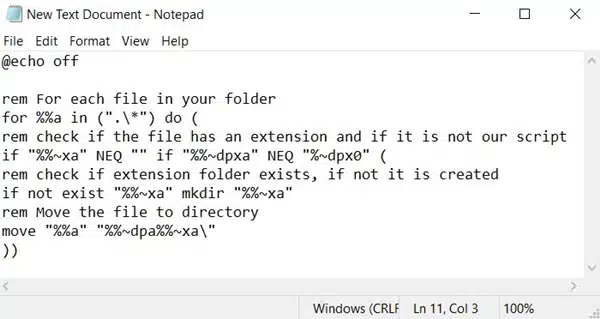 How to Create a Batch File to Sort Files in Downloads Folder - Technastic
