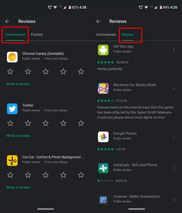 Play Store's latest update adds a separate section for Reviews - Technastic
