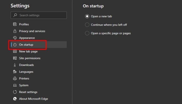 How to Change Startup Action in Microsoft Edge - Technastic