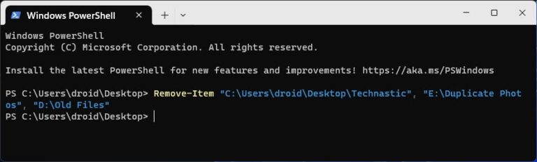 How to Delete Files and Folders Using PowerShell - Technastic